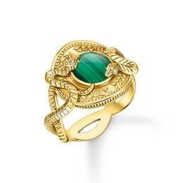 Thomas Sabo Ring Schlange mit grünem Malachit vergoldet