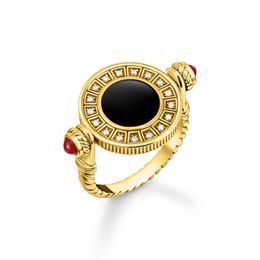 Thomas Sabo Ring drehbar mit schwarzem Onyx und weißen Steinen vergoldet