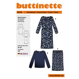 buttinette Schnitt "Langarm-Kleid & -Bluse/Rock" für Damen