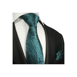 Paul Malone Krawatte Herren Seidenkrawatte mit Tuch modern paisley floral 100% Seide (Set