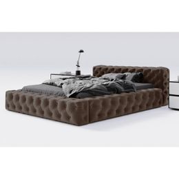 Glamour Polsterbett 120x200 cm Armani Bis - Premium Doppelbett, Samtstoff, Lattenrost - Braun (Magic velvet 2205) - Braun - Graingold