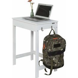 FWT43-W Schreibtisch mit Einer Schublade und 2 Haken Tisch Computertisch Arbeitstisch - sobuy