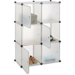 Regalsystem 6 Türen, diy, Cubes, Grifföffnungen, Raumteiler, Regal, Kunststoff, hbt 105x70x35 cm, transparent - Relaxdays