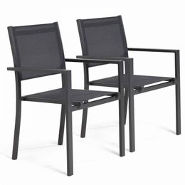 Set aus 2 Outdoor-Sesseln aus Aluminium und Textylen Grau - Grau
