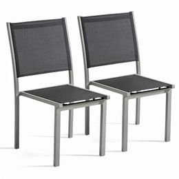 Oviala - 2er-Set Gartenstühle aus Aluminium/Textylen Grau - Grau