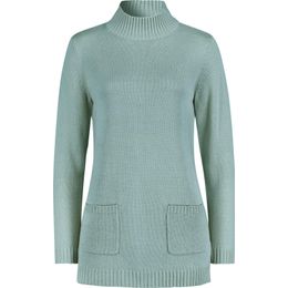 Damen Longpullover mit Stehkragen kalkmint, Gr&ouml;&szlig;e 38