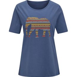 Damen T-Shirt im Druck-Dessin jeansblau, Gr&ouml;&szlig;e 48