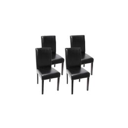 MCW 4er-Set Esszimmerstuhl Stuhl Küchenstuhl Littau ~ Leder, schwarz dunkle Beine