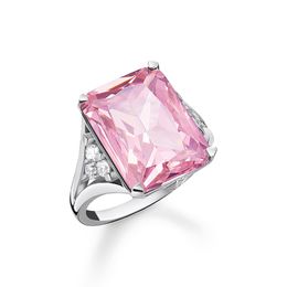 Thomas Sabo Ring mit pinken und weißen Steinen Silber