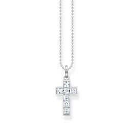 Thomas Sabo Kette Kreuz mit weißen Steinen Silber
