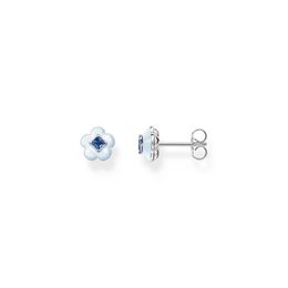 Thomas Sabo Ohrstecker Blume mit blauem Stein Silber