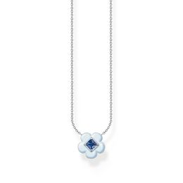 Thomas Sabo Kette Blume mit blauem Stein Silber