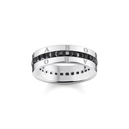 Thomas Sabo Bandring mit schwarzen Steinen Pavé Silber