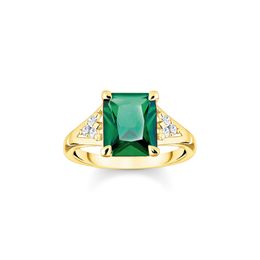 Thomas Sabo Ring mit grünen und weißen Steinen vergoldet