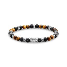 Thomas Sabo Armband mit schwarzen Onyx-Beads und Tigerauge-Beads Silber