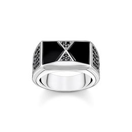Thomas Sabo Ring mit schwarzem Onyx und schwarzen Steinen Silber