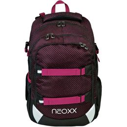 neoxx Schulrucksack Active, Crazy in Mesh, aus recycelten PET-Flaschen, lila