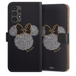 DeinDesign Handyhülle Minnie Mouse Disney Muster Minnie Black and White, Samsung Galaxy A13 4G Hülle Handy Flip Case Wallet Cover, schwarz