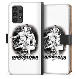 DeinDesign Handyhülle Eintracht Frankfurt Barcelona Offizielles Lizenzprodukt, Samsung Galaxy A13 4G Hülle Handy Flip Case Wallet Cover, schwarz