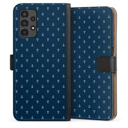 DeinDesign Handyhülle Anker Segeln Muster Anchors Dark, Samsung Galaxy A13 4G Hülle Handy Flip Case Wallet Cover, schwarz