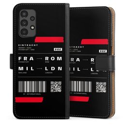 DeinDesign Handyhülle Fanartikel Flugticket Eintracht Frankfurt, Samsung Galaxy A13 4G Hülle Handy Flip Case Wallet Cover, schwarz