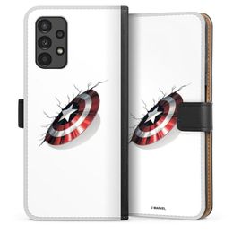 DeinDesign Handyhülle Captain America Offizielles Lizenzprodukt Marvel, Samsung Galaxy A13 4G Hülle Handy Flip Case Wallet Cover, schwarz