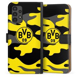 DeinDesign Handyhülle BVB Borussia Dortmund Fanartikel BVB Camo, Samsung Galaxy A13 4G Hülle Handy Flip Case Wallet Cover, schwarz