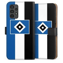 DeinDesign Handyhülle HSV Streifen Hamburger SV HSV Streifen - Blau-Weiß-Schwarz, Samsung Galaxy A13 4G Hülle Handy Flip Case Wallet Cover