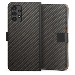 DeinDesign Handyhülle Metallic Look Muster Carbon Carbon, Samsung Galaxy A13 4G Hülle Handy Flip Case Wallet Cover, schwarz