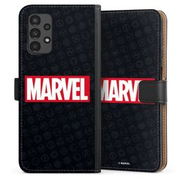 DeinDesign Handyhülle Marvel Comic Logo Marvel Logo Black Red, Samsung Galaxy A13 4G Hülle Handy Flip Case Wallet Cover, schwarz