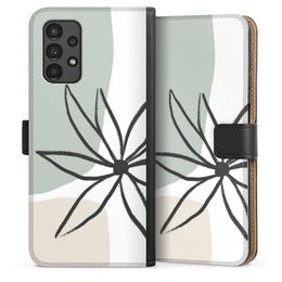 DeinDesign Handyhülle Blume Boho Malerei Flower Mint and Cream, Samsung Galaxy A13 4G Hülle Handy Flip Case Wallet Cover, schwarz
