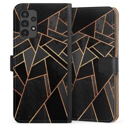 DeinDesign Handyhülle Dreiecke Muster Elisabeth Fredriksson Black Night Gold Print, Samsung Galaxy A13 4G Hülle Handy Flip Case Wallet Cover, schwarz