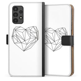 DeinDesign Handyhülle Herz Graphic Dreiecke Heart graphic white, Samsung Galaxy A13 4G Hülle Handy Flip Case Wallet Cover, schwarz