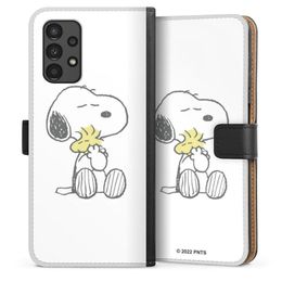 DeinDesign Handyhülle Peanuts Snoopy Liebe Snoopy And Woodstock Cuddling, Samsung Galaxy A13 4G Hülle Handy Flip Case Wallet Cover, schwarz