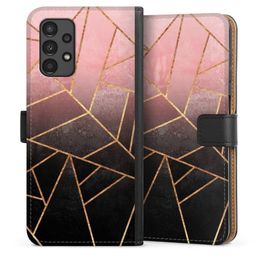 DeinDesign Handyhülle Farbverlauf Geometric Gold & Kupfer Pink And Black Stone Gold Print, Samsung Galaxy A13 4G Hülle Handy Flip Case Wallet Cover