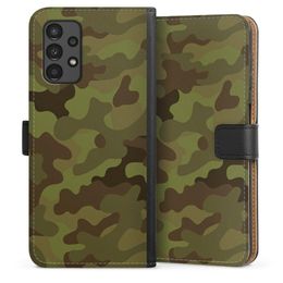 DeinDesign Handyhülle Camouflage Tarnmuster Military Denim Camo, Samsung Galaxy A13 4G Hülle Handy Flip Case Wallet Cover, schwarz