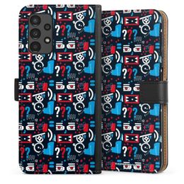 DeinDesign Handyhülle Die drei Fragezeichen Muster Offizielles Lizenzprodukt, Samsung Galaxy A13 4G Hülle Handy Flip Case Wallet Cover, schwarz
