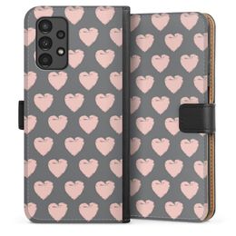 DeinDesign Handyhülle Herz Valentinstag Muster Herzpattern Rosa, Samsung Galaxy A13 4G Hülle Handy Flip Case Wallet Cover, schwarz