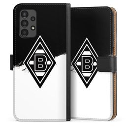 DeinDesign Handyhülle Borussia Mönchengladbach Gladbach Borussia Scratch Schwarz-Weiss, Samsung Galaxy A13 4G Hülle Handy Flip Case Wallet Cover