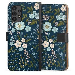 DeinDesign Handyhülle Blumen Muster Blau Floral Autumn 4, Samsung Galaxy A13 4G Hülle Handy Flip Case Wallet Cover, schwarz