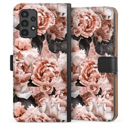 DeinDesign Handyhülle Vintage Blume Rose Vintage Flower Wallpaper, Samsung Galaxy A13 4G Hülle Handy Flip Case Wallet Cover, schwarz