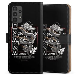 DeinDesign Handyhülle Japan Drache Meer Osaka Dragon, Samsung Galaxy A13 4G Hülle Handy Flip Case Wallet Cover, schwarz