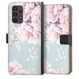 DeinDesign Handyhülle Blume Pastell Wasserfarbe Watercolour Flower, Samsung Galaxy A13 4G Hülle Handy Flip Case Wallet Cover, schwarz