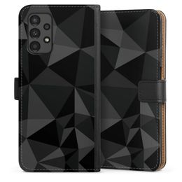 DeinDesign Handyhülle Geometric Muster Abstrakt Polygon Pattern Black, Samsung Galaxy A13 4G Hülle Handy Flip Case Wallet Cover, schwarz