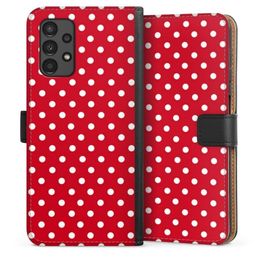 DeinDesign Handyhülle Punkte Retro Polka Dots Polka Dots - dunkelrot und weiß, Samsung Galaxy A13 4G Hülle Handy Flip Case Wallet Cover, schwarz
