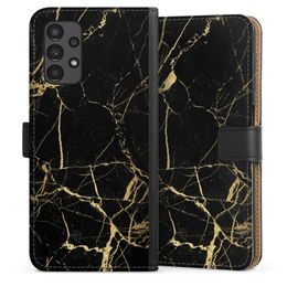 DeinDesign Handyhülle Marmor schwarz Muster BlackGoldMarble Look, Samsung Galaxy A13 4G Hülle Handy Flip Case Wallet Cover