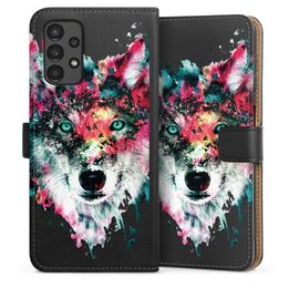 DeinDesign Handyhülle Riza Peker Wolf bunt Wolve ohne Hintergrund, Samsung Galaxy A13 4G Hülle Handy Flip Case Wallet Cover, schwarz