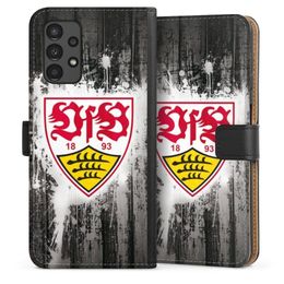 DeinDesign Handyhülle VfB Stuttgart Offizielles Lizenzprodukt VfB Stuttgart Splash, Samsung Galaxy A13 4G Hülle Handy Flip Case Wallet Cover, schwarz