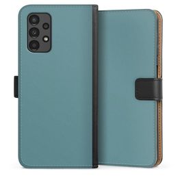 DeinDesign Handyhülle Art Blau einfarbig Petrol, Samsung Galaxy A13 4G Hülle Handy Flip Case Wallet Cover, schwarz