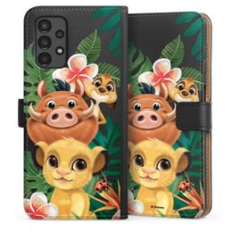 DeinDesign Handyhülle Timon und Pumbaa König der Löwen Disney, Samsung Galaxy A13 4G Hülle Handy Flip Case Wallet Cover, schwarz